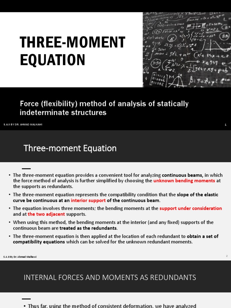 Three-Moment Equation for Beam Analysis | PDF | Bending | Beam (Structure)