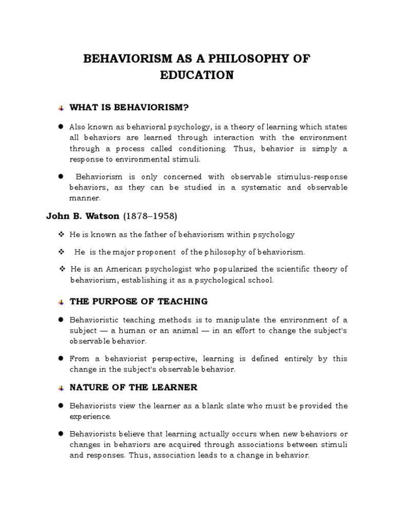 Behaviorism in Education Explained | PDF | Behaviorism | Learning