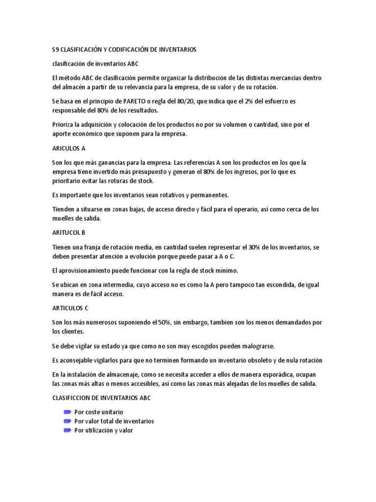 CLASIFICACIÓN Y CODIFICACIÓN DE INVENTARIOS | PDF