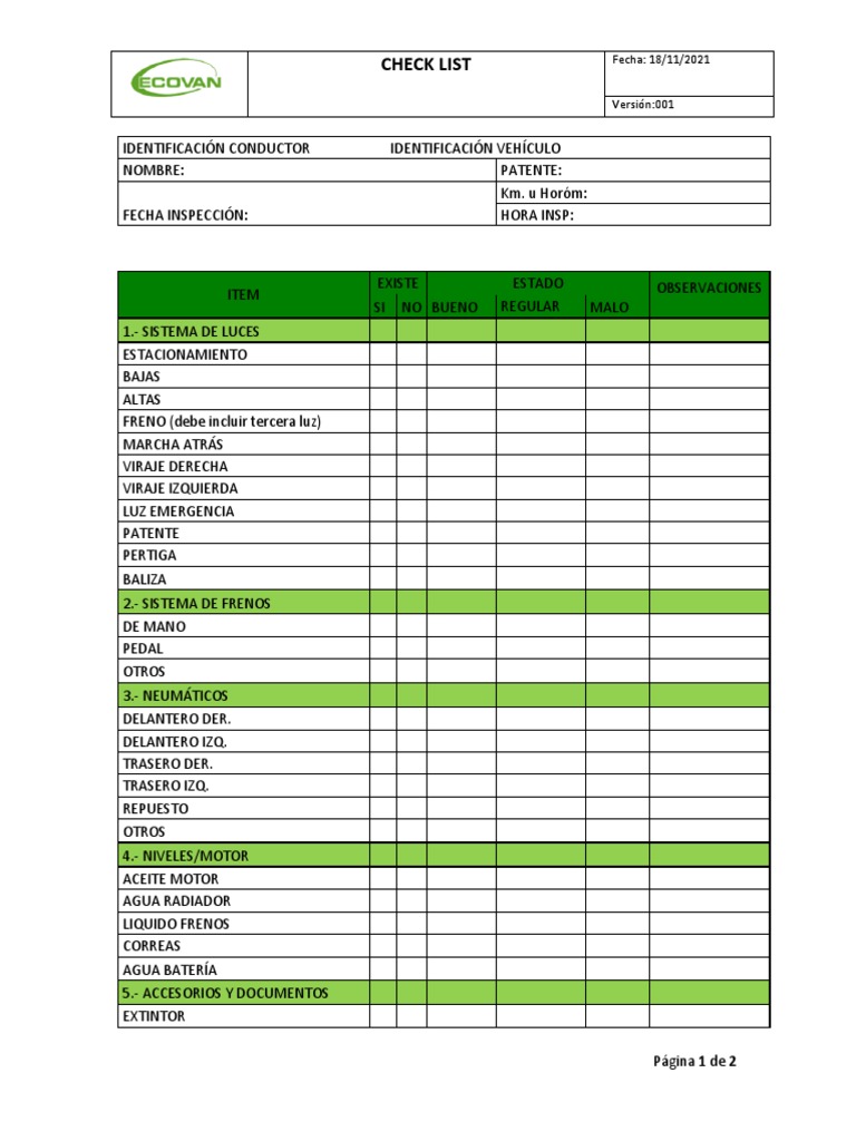 Check List Buses | PDF