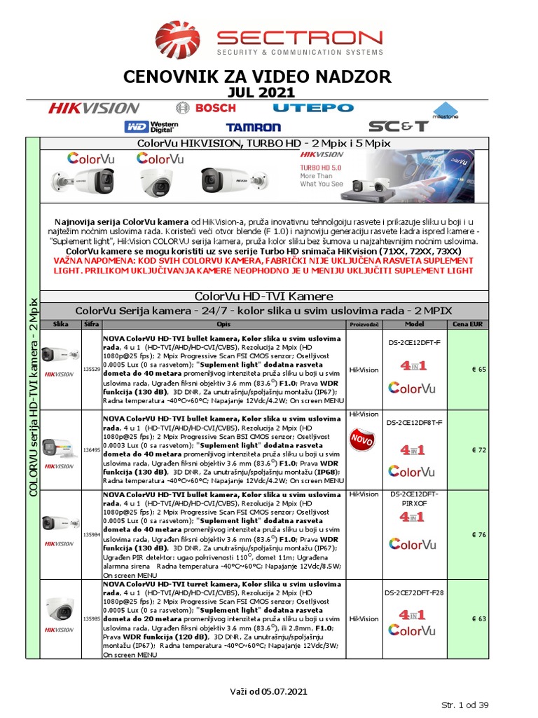 SECTRON CCTV Cenovnik Jul 2021 - Final-1 | PDF