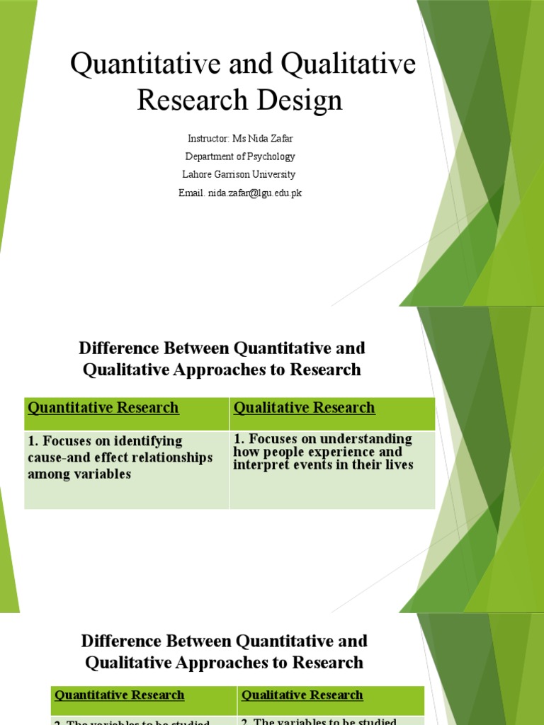 Quantitative vs Qualitative Research Design | PDF | Qualitative ...