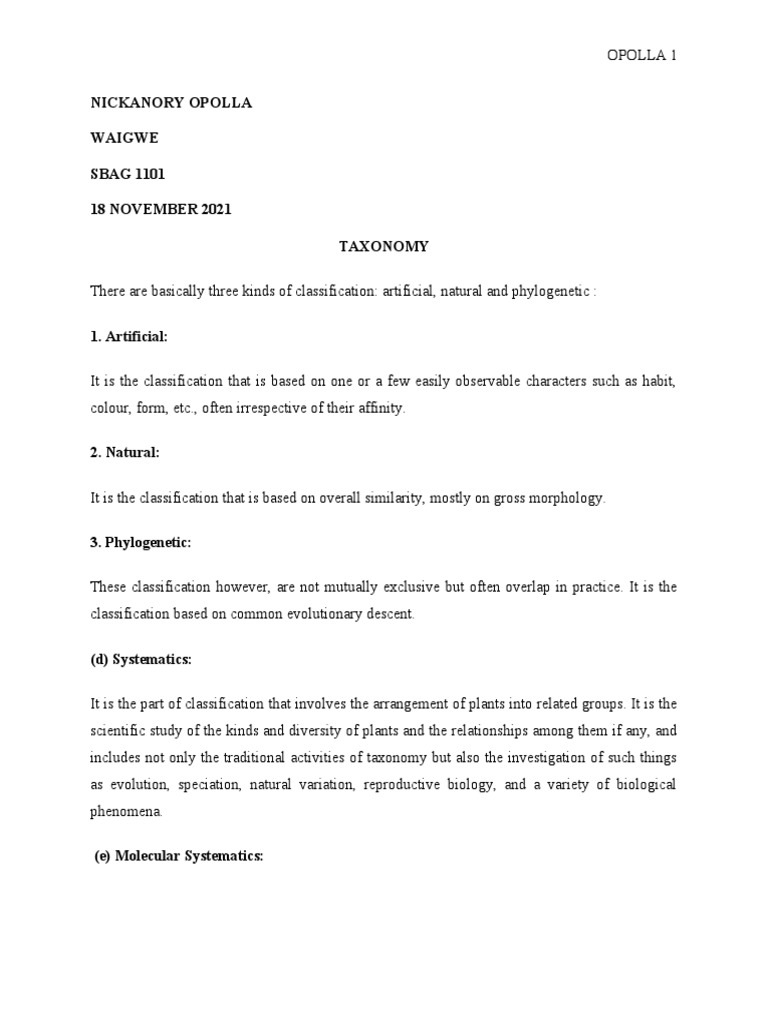 Plant Taxonomy Notes | PDF | Taxonomy (Biology) | Botany