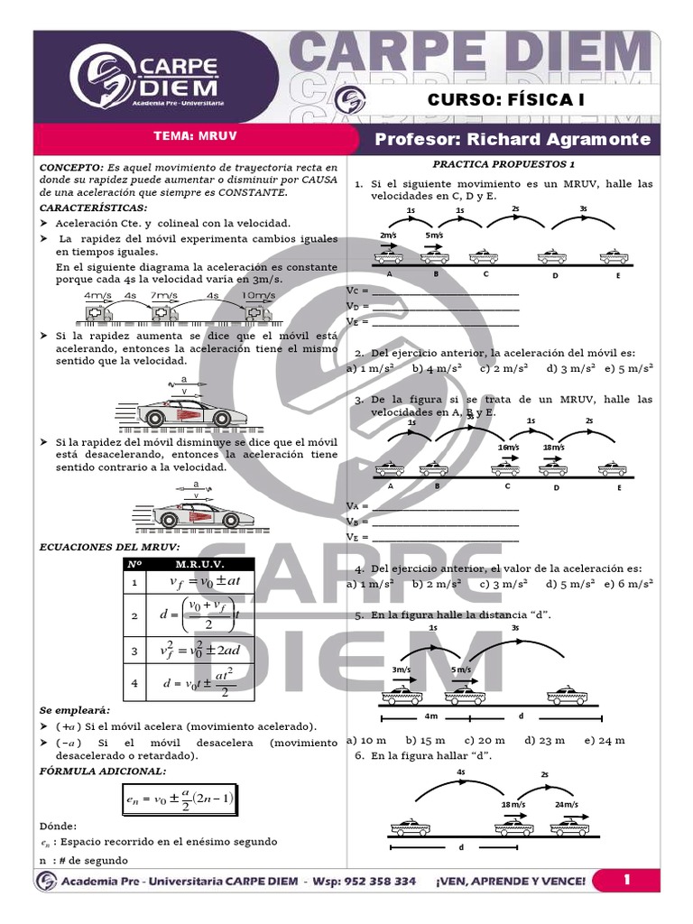 MRUV 2021 Anual | PDF | Aceleración | Velocidad