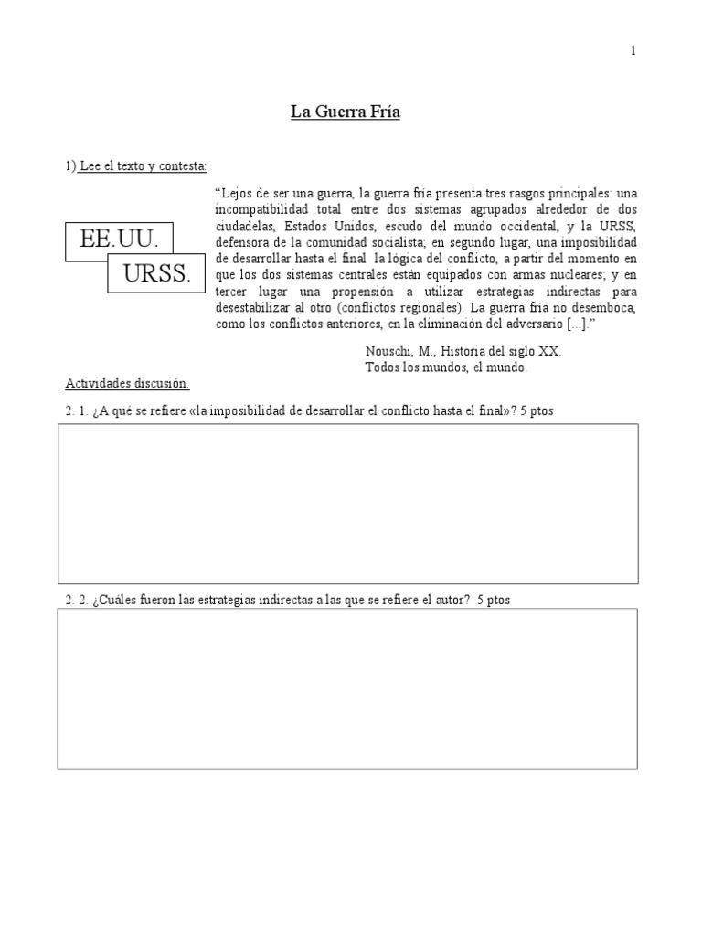 Guerra Fria - Ficha de Actividades | PDF
