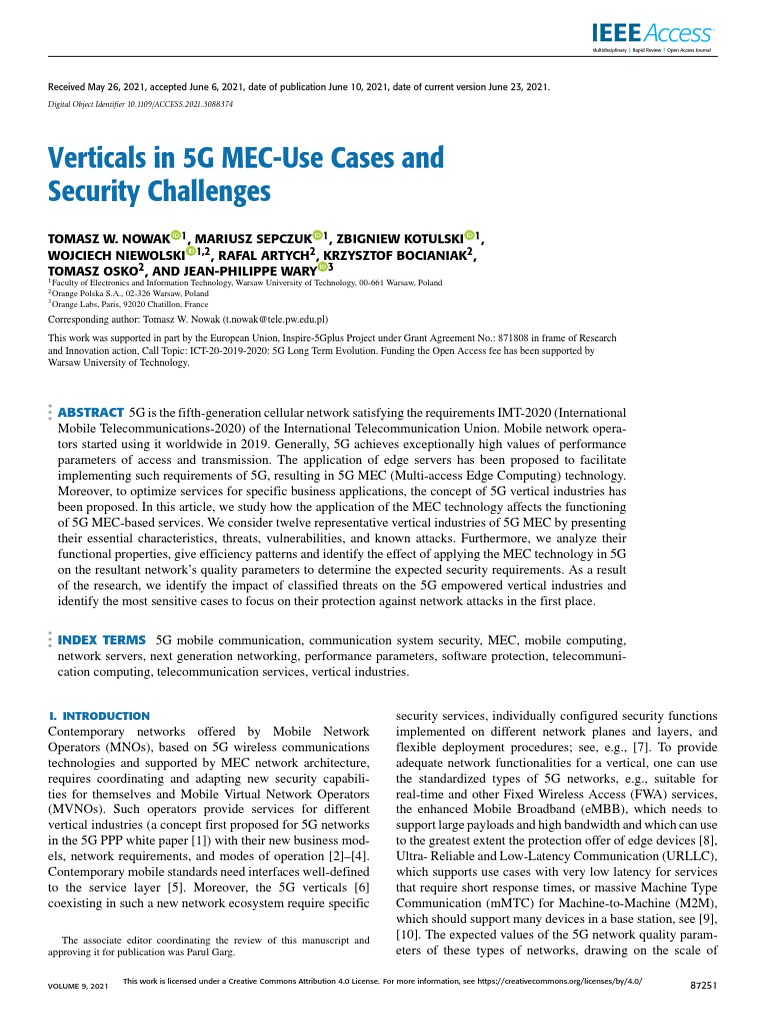 Verticals in 5G MEC Use Cases and Securi | PDF | Computer Network | Vulnerability (Computing)