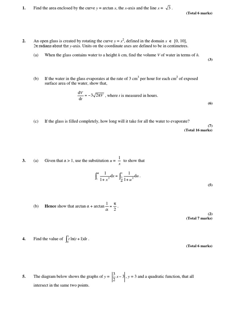 Analysis of Multiple Calculus Problems Involving Integration, Differential Equations, and ...