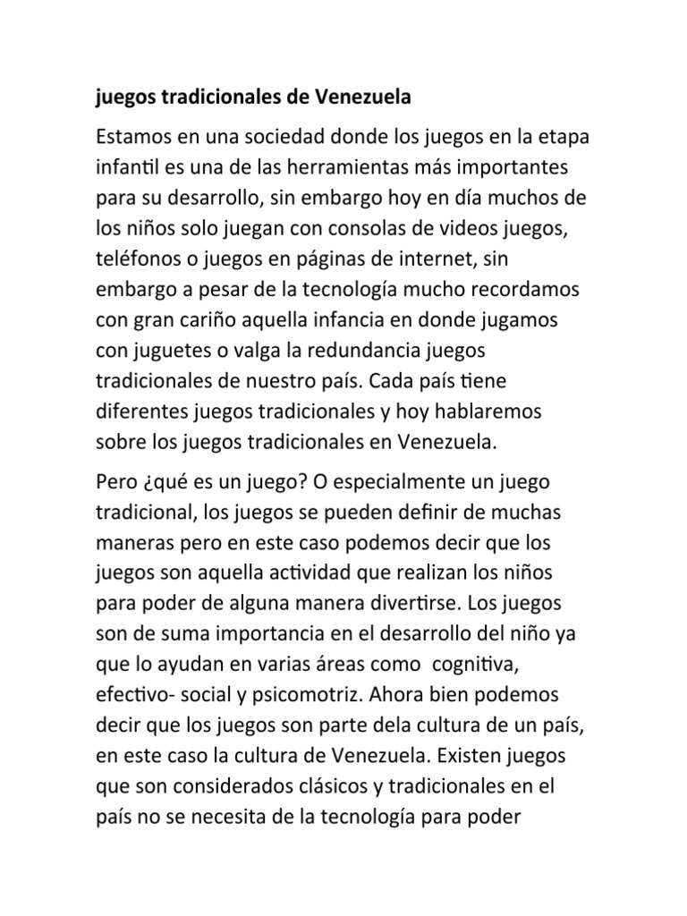 Juegos Tradicionales de Venezuela | PDF | Venezuela