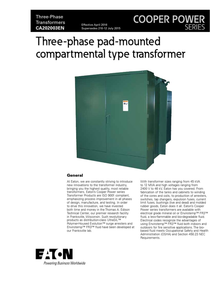 Three-Phase Pad-Mounted Compartmental Type Transformer | PDF ...