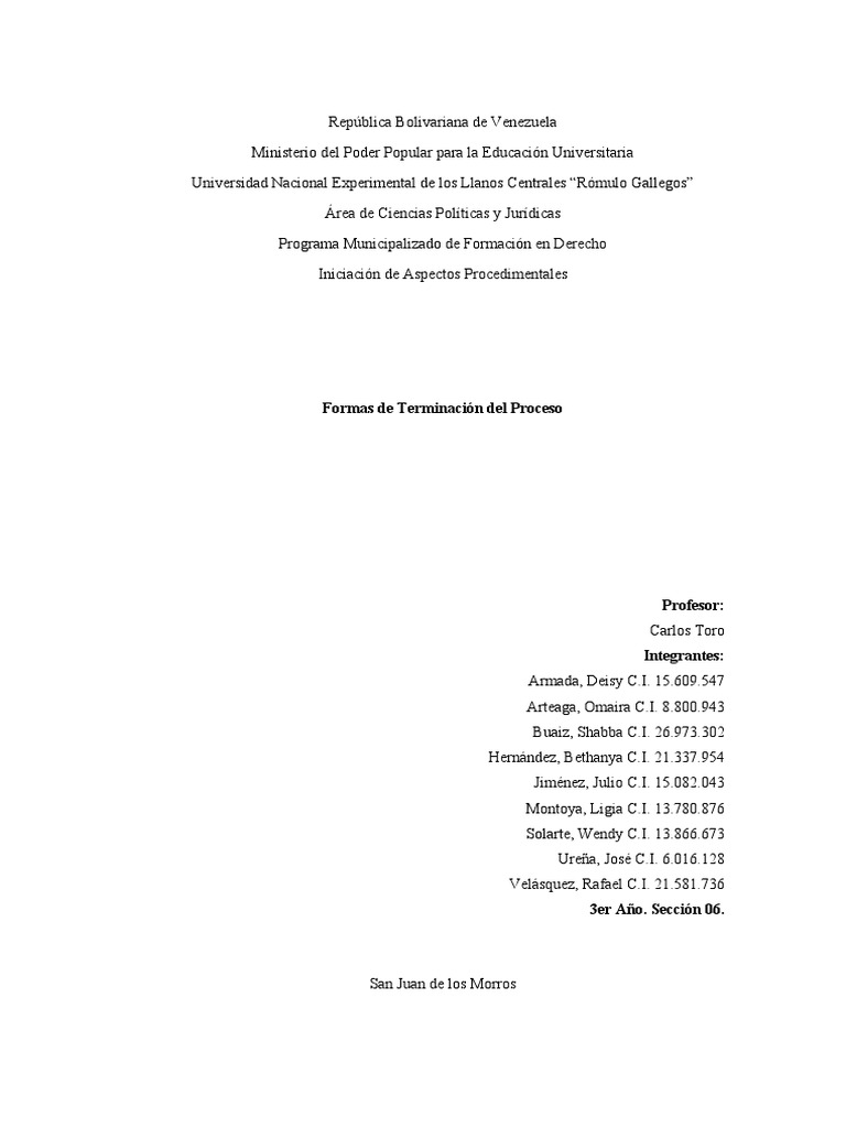 Formas de Terminacion Del Proceso | PDF | Sentencia (ley) | Estatuto de ...