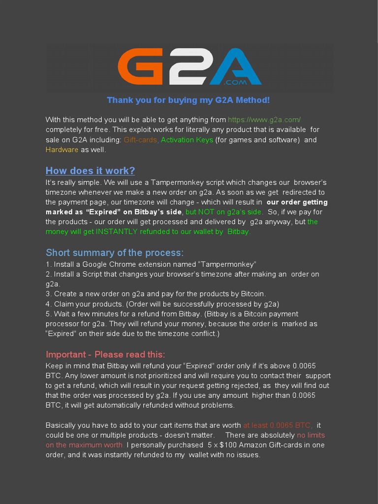 How Does It Work?: Thank You For Buying My G2A Method ! | PDF | Bitcoin ...