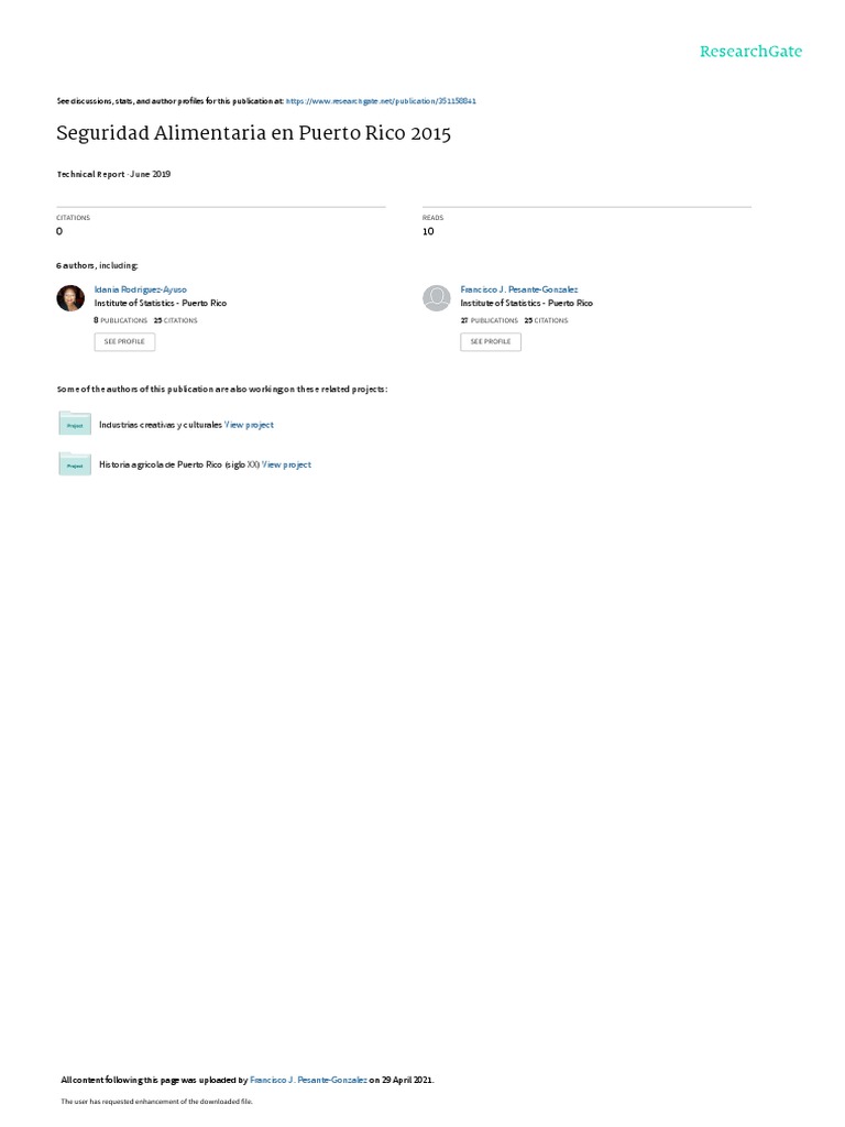 Seguridad Alimentaria en Puerto Rico | PDF | Organización de Comida y ...