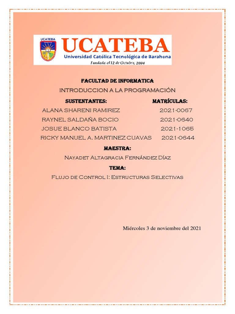 Estructuras Selectivas en Programación | PDF | Flujo de control ...