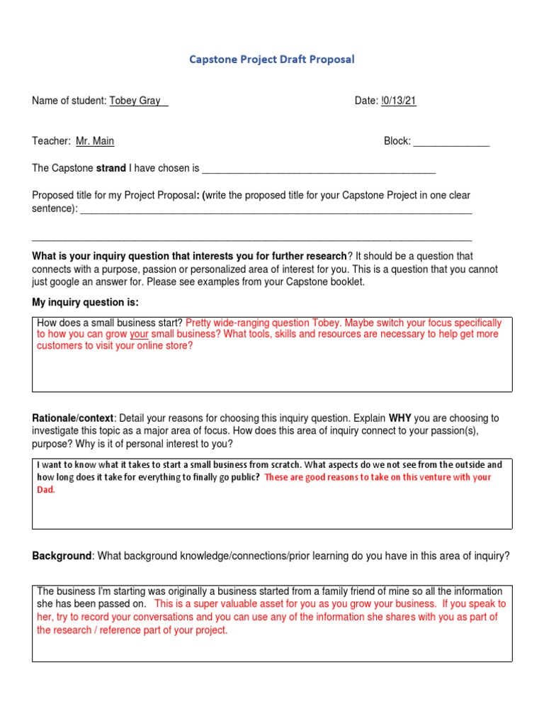 CLC 12 - Capstone Project Draft Proposal | PDF | Inquiry | Question