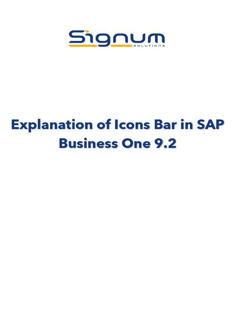 SAP Business One 9.2 Icon Overview | PDF | Computing | Gross Income