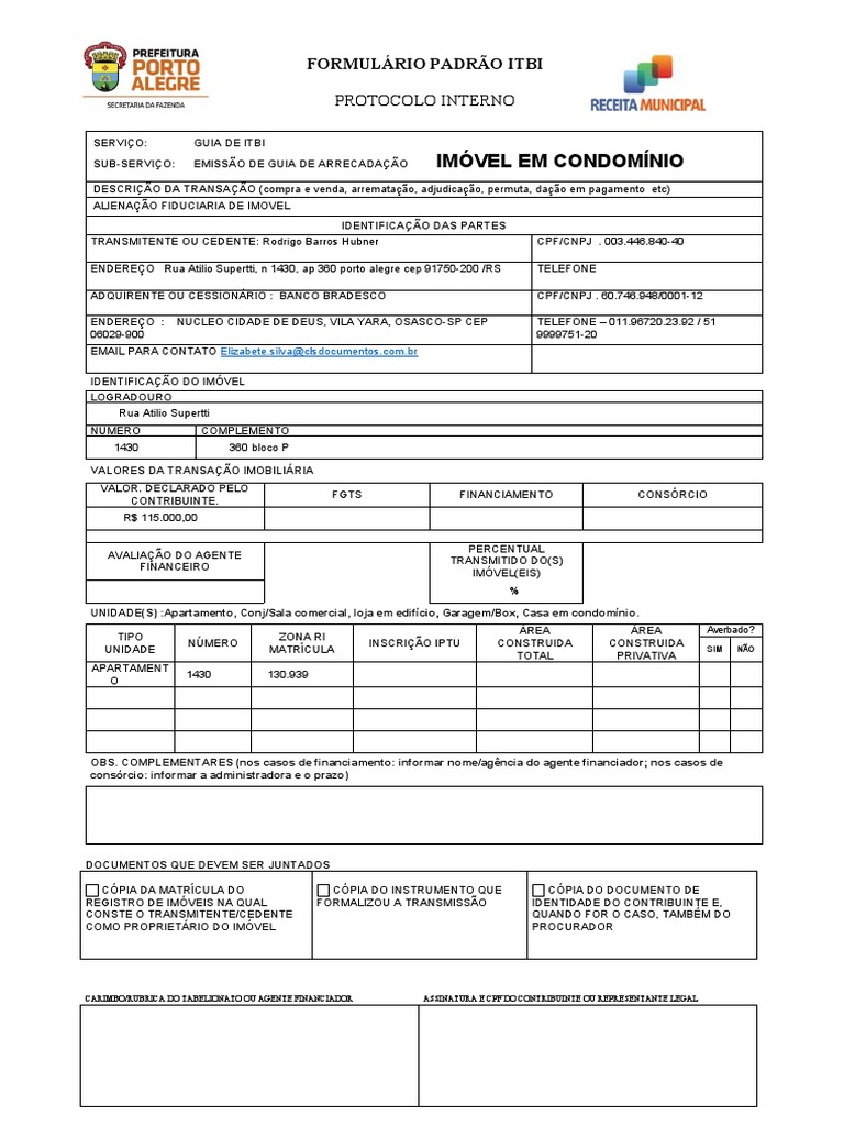 Formulario para Guia de Itbi | PDF