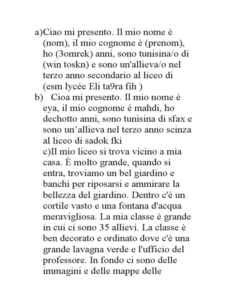 Ciao Mi Presento | PDF