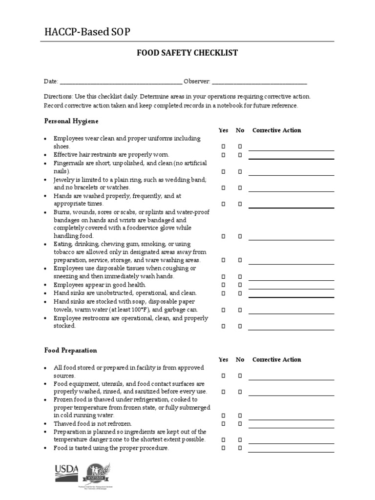 HACCP-Based SOP: Food Safety Checklist | PDF | Foods | Refrigerator
