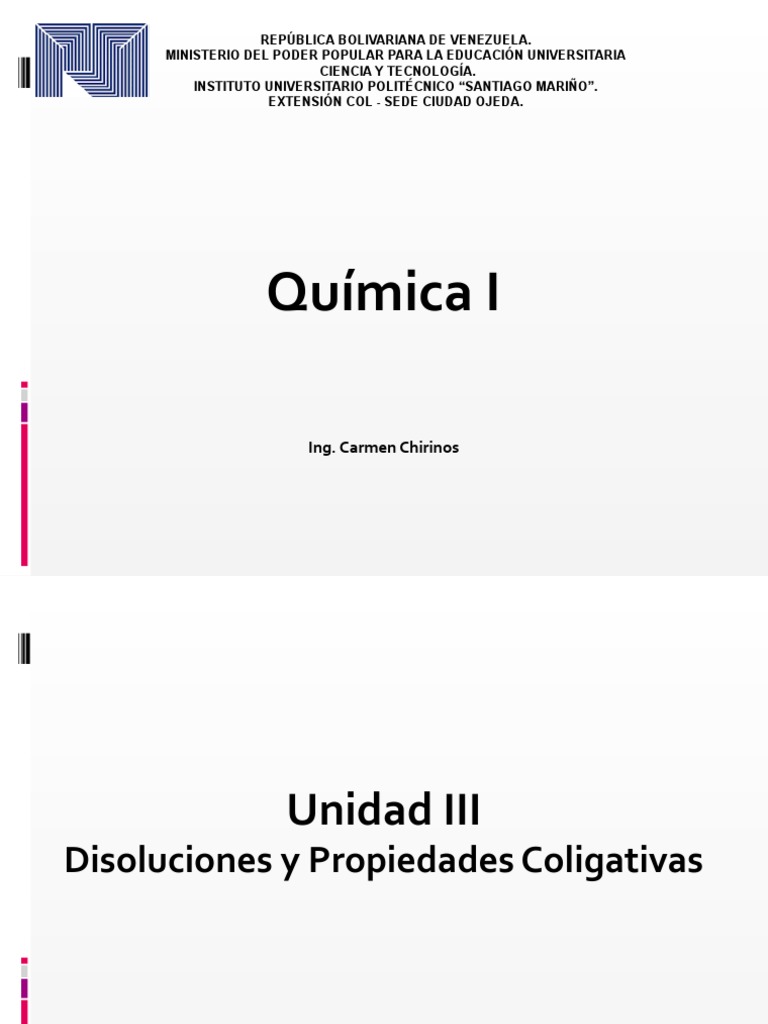 Unidad III Disoluciones y Propiedades Coligativas | PDF | Concentración | Solución