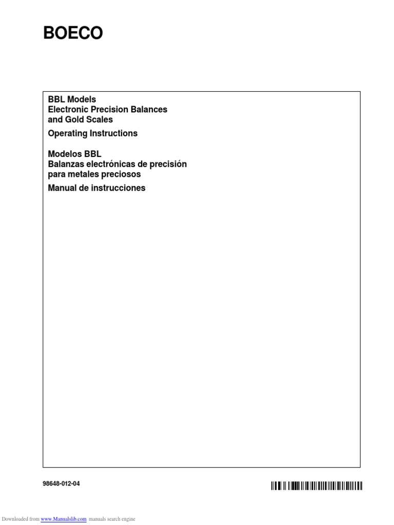 BOECO BBL Series Balance Manual | PDF | Calibration | Pound (Mass)