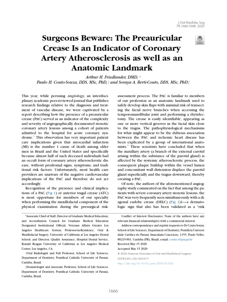 Preauricular Crease and Heart Disease | PDF | Atheroma | Atherosclerosis