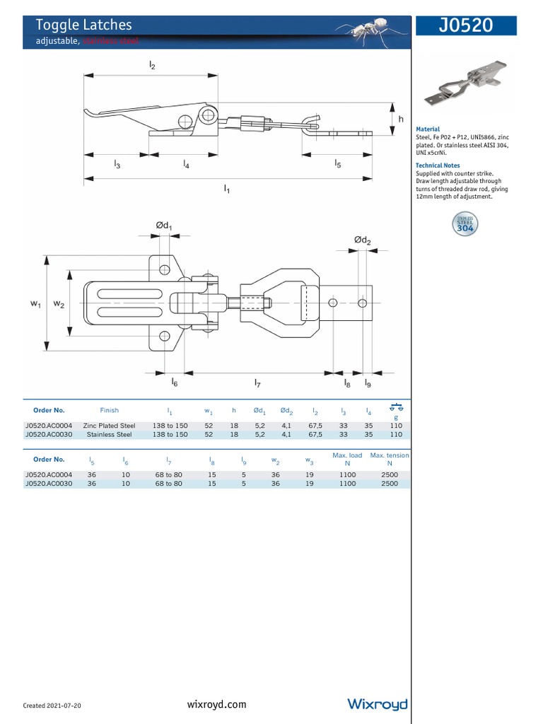 Toggle Latches: Stainless Steel | PDF | Materials | Building Engineering