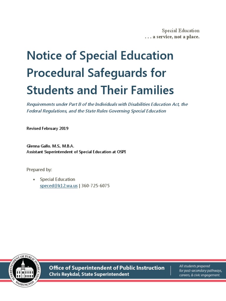 Notice of Special Education Procedural Safeguards For Students and ...