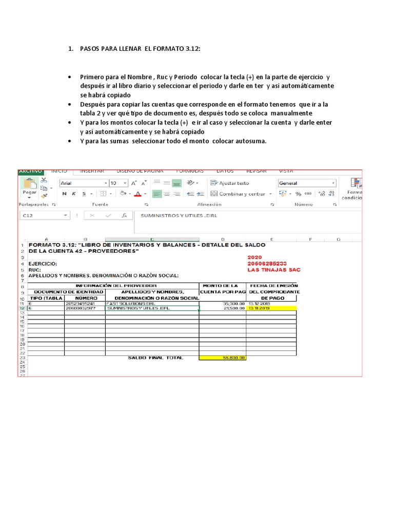 Pasos para Llenar El Formato 3.12 | PDF