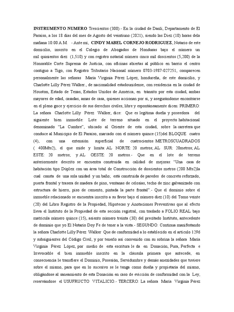 Formato Escritura Donación Usufructo Vitalicio | PDF | Justicia | Crimen y violencia