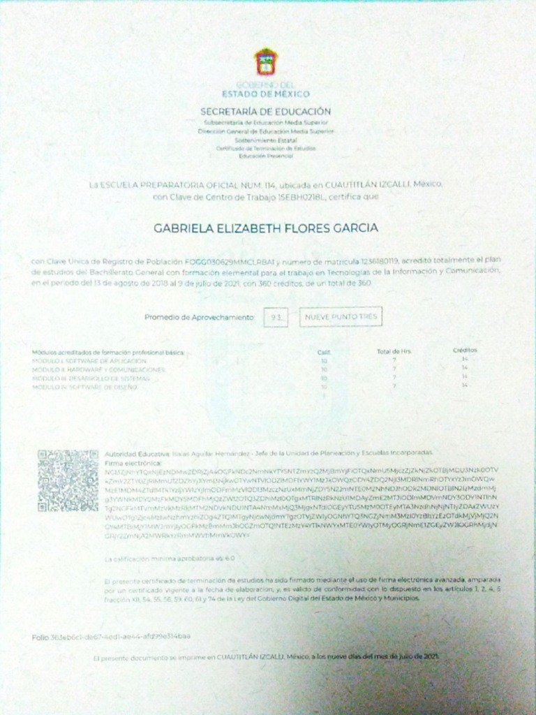 Certificado de Preparatoria | PDF