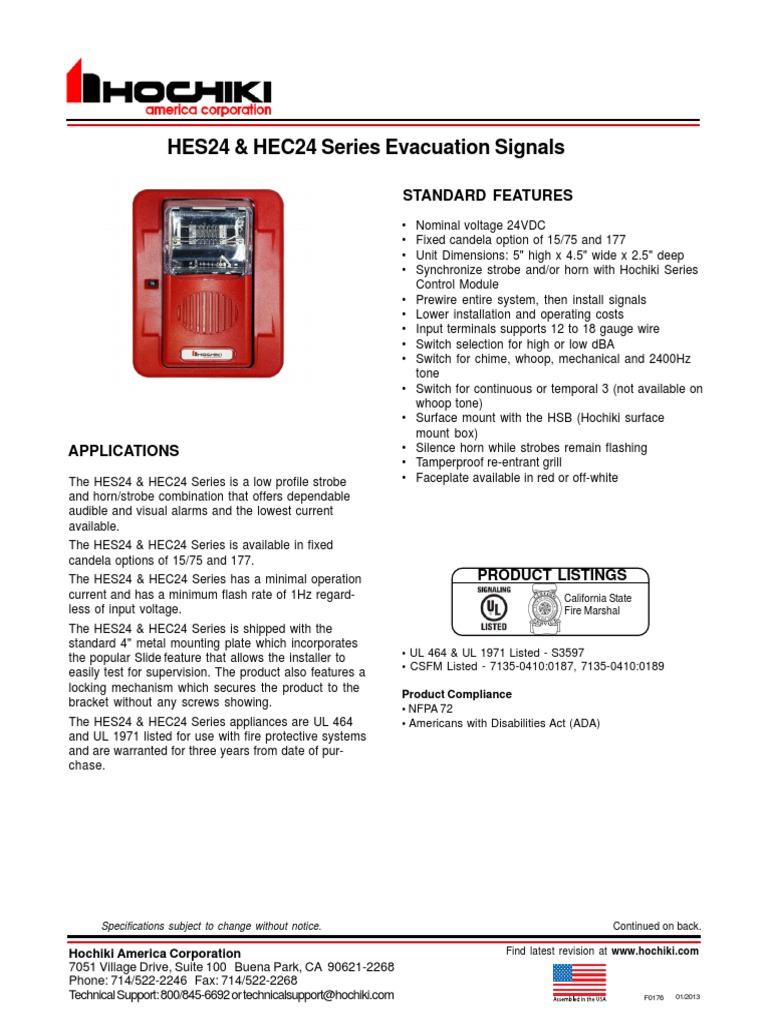 HES24 & HEC24 Series Low Profile Strobe and Horn/Strobe Combination ...