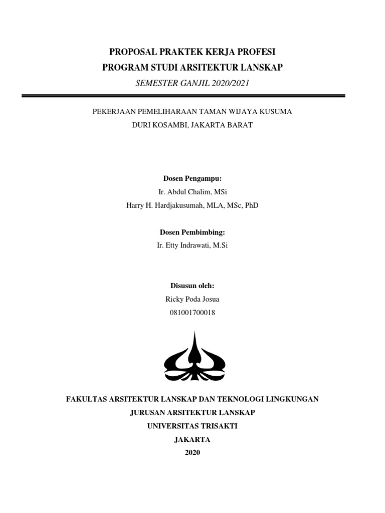 Proposal Pkp Ricky Poda Josua 081001700018 Pdf