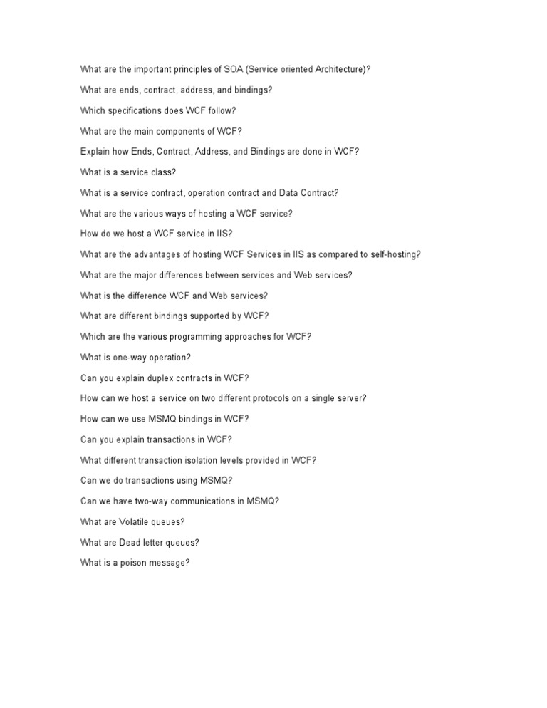 WCF Questions | PDF | Business | Technology & Engineering
