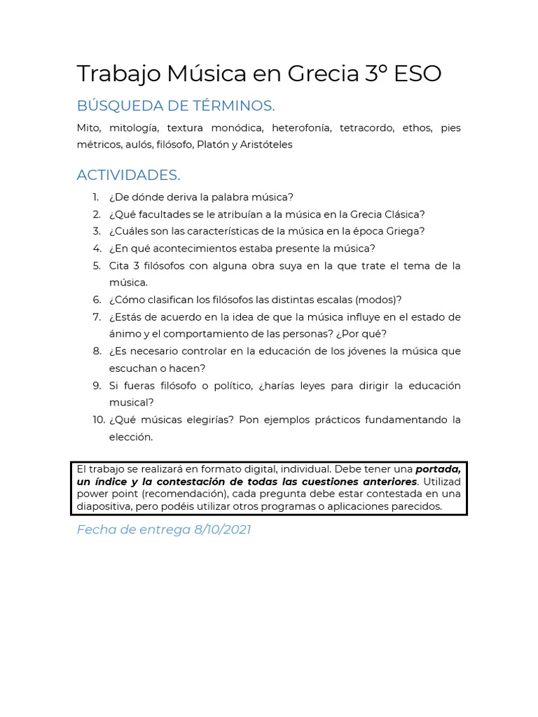 Trabajo Música en Grecia | PDF
