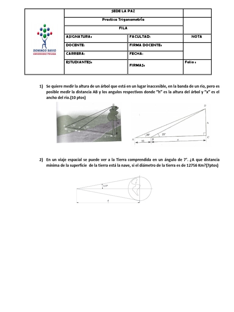 Ejercicios de Trigonometría Aplicada | PDF | Métodos y materiales de ...