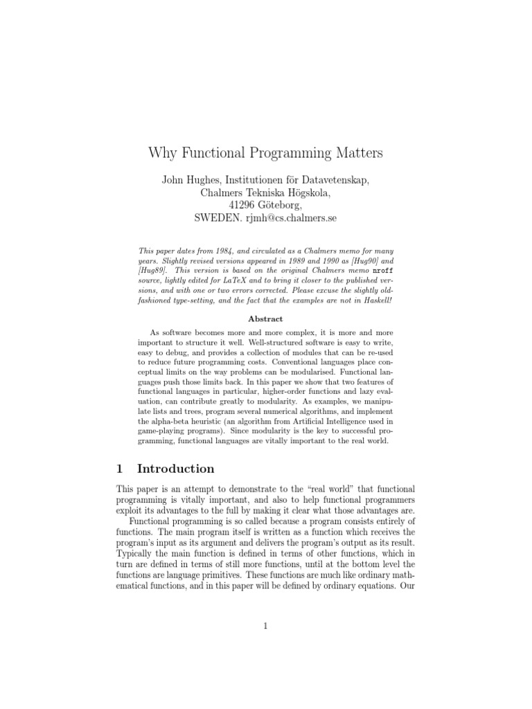 Why Functional Programming Matters | PDF | Business