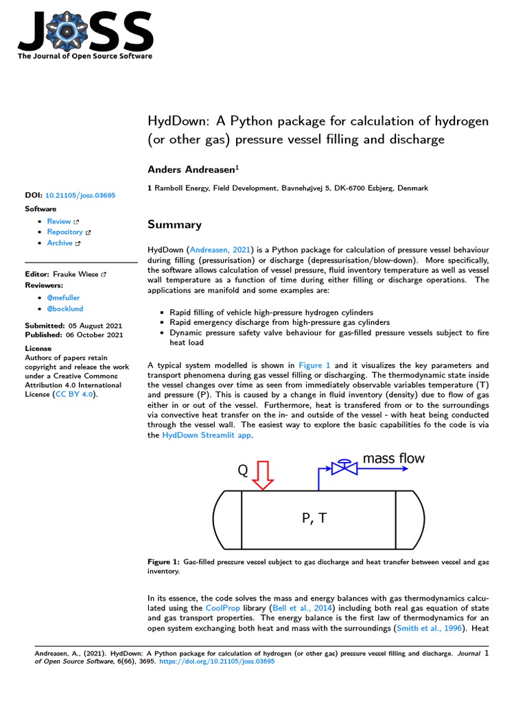 HydDown: A Python Package For Calculation of Hydrogen (Or Other Gas ...