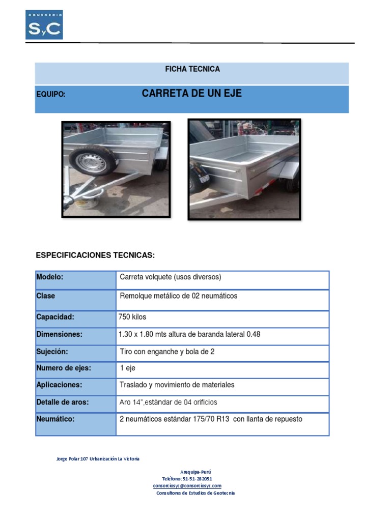 Especificaciones de La Carreta de Un Eje | PDF | Eje | Vehículos
