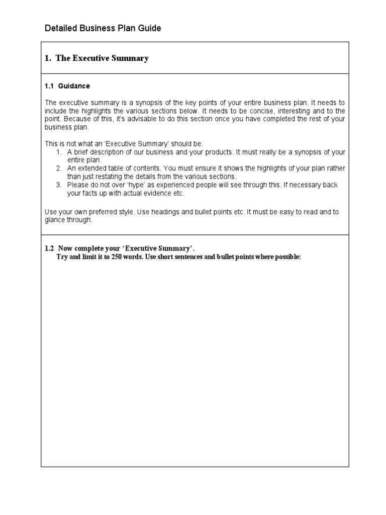 Detailed Business Plan Guide | Download Free PDF | Marketing | Sales