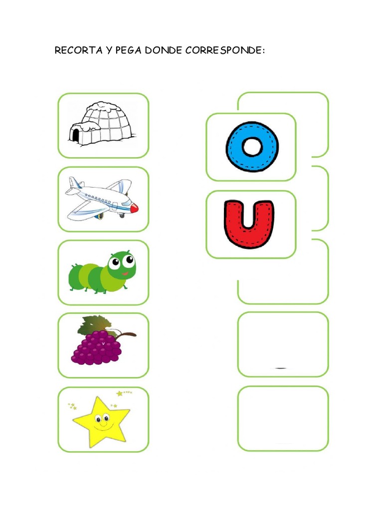 Recorta y Pega Donde Corresponde Vocales | PDF