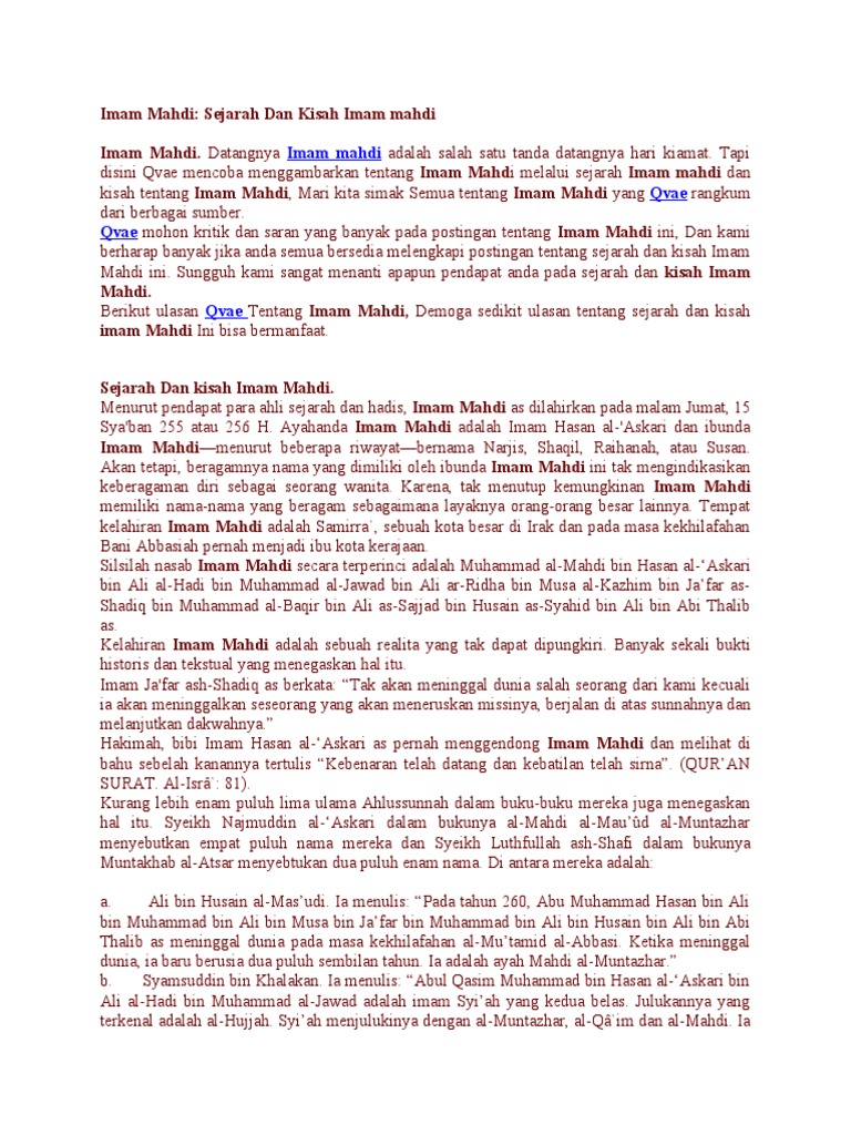 Imam Mahdi | PDF | Agama & Spiritualitas