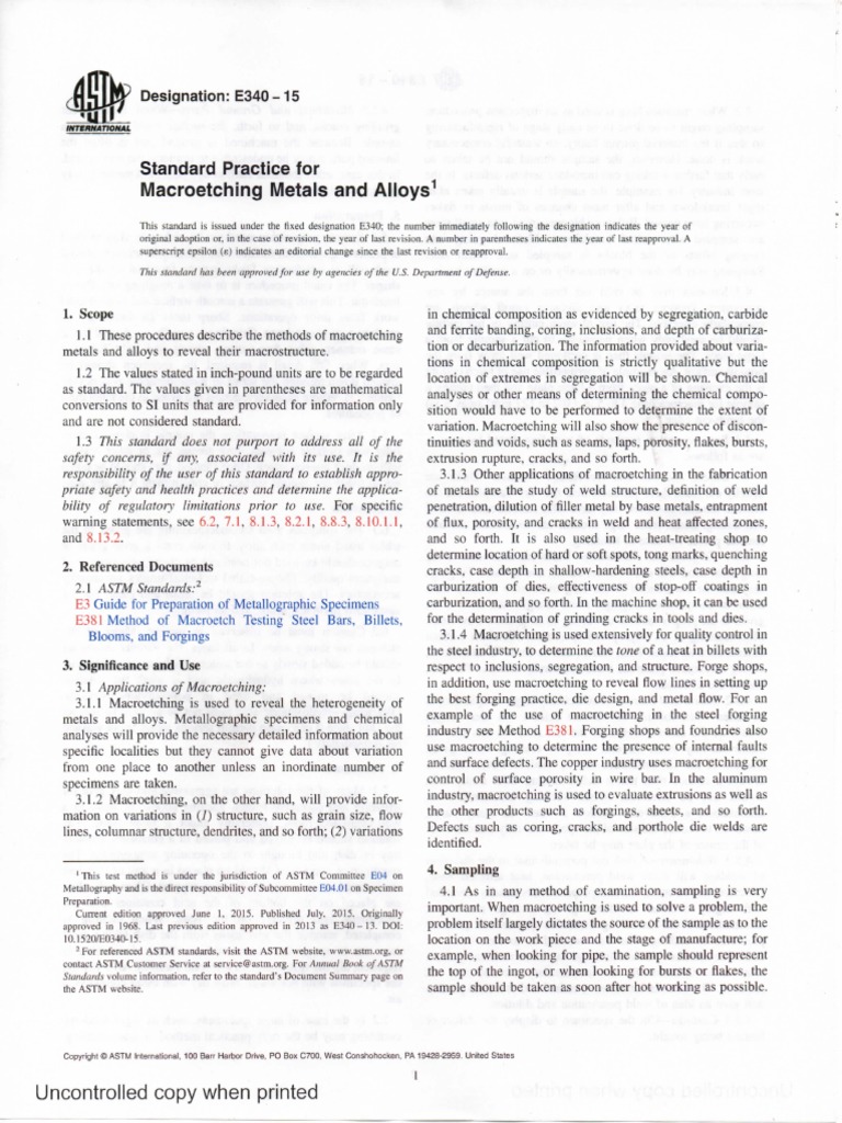 Astm E340 15 | PDF