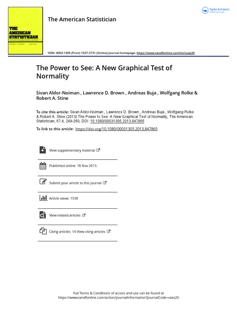 The Power To See A New Graphical Test of Normality | PDF | Confidence ...