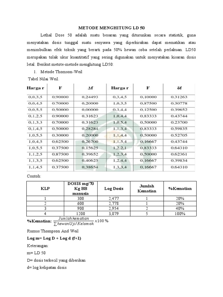 Perhitungan LD50 | PDF