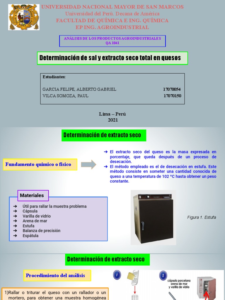 Determinación del contenido de extracto seco en quesos | PDF | Química ...