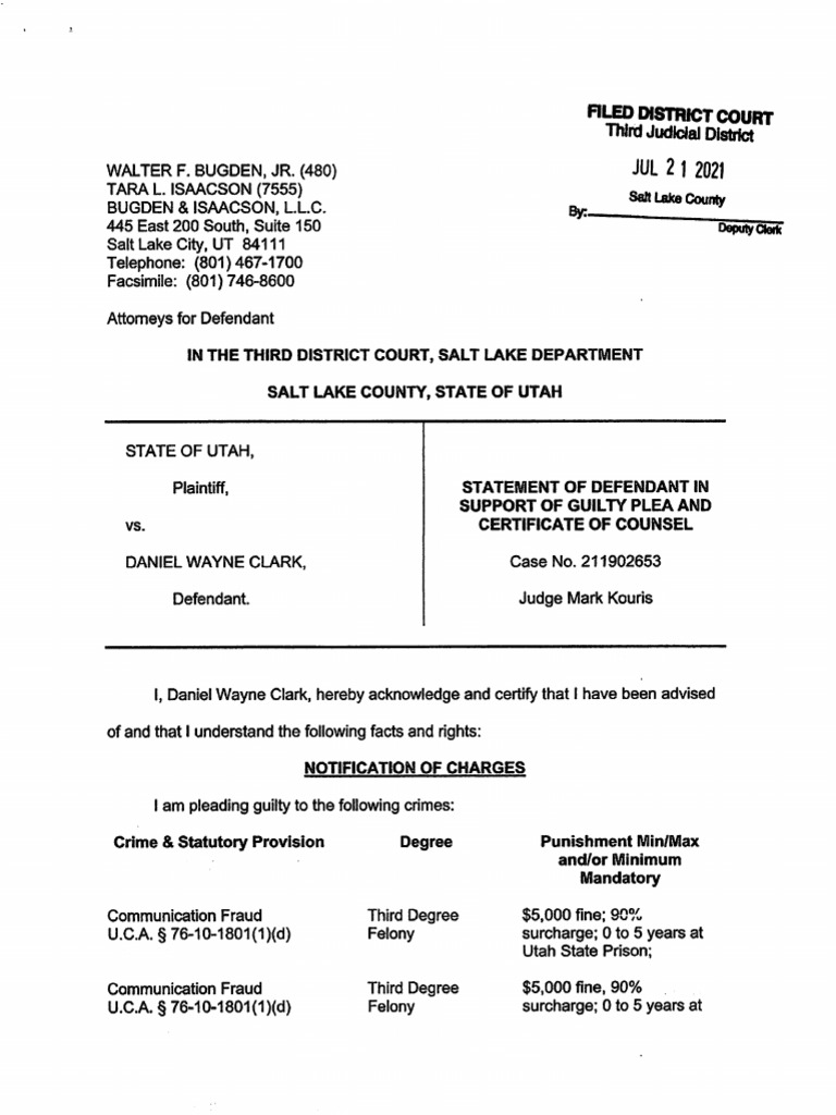 Defendant's Guilty Plea Statement | PDF | Plea | Witness