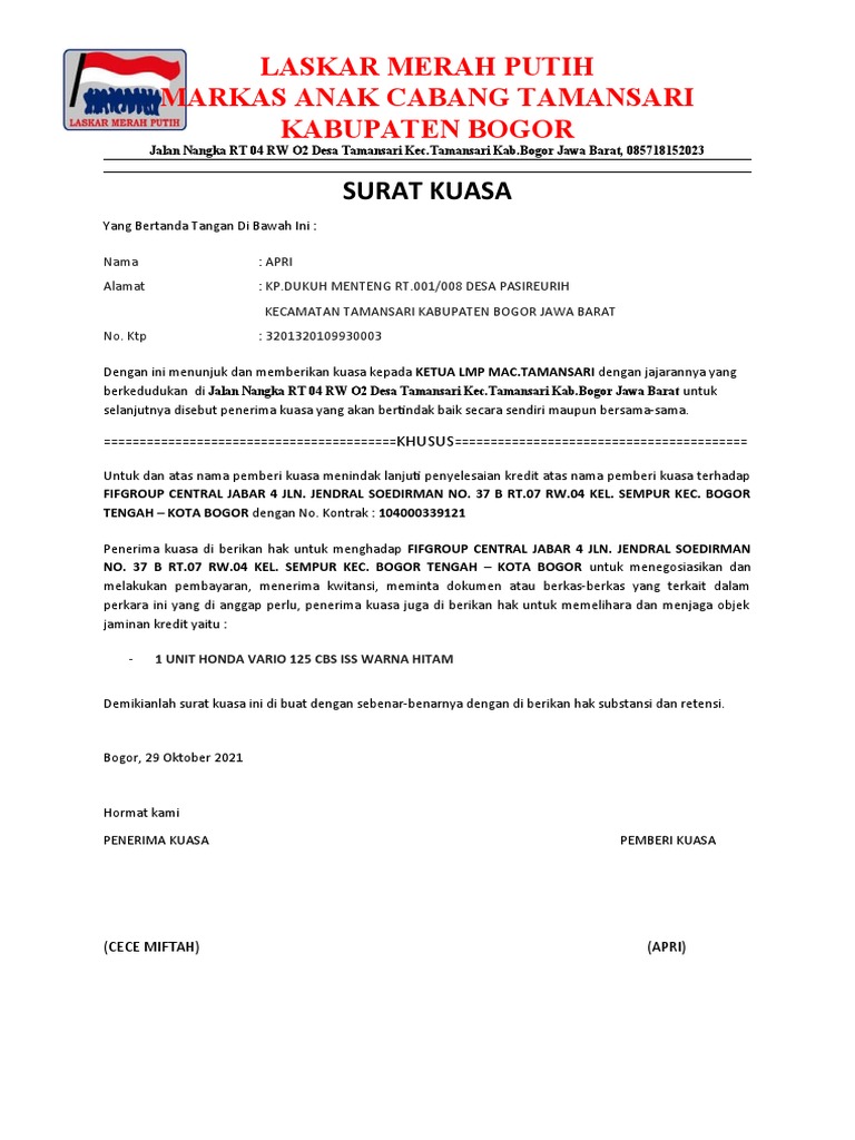 Format Surat Kuasa | PDF