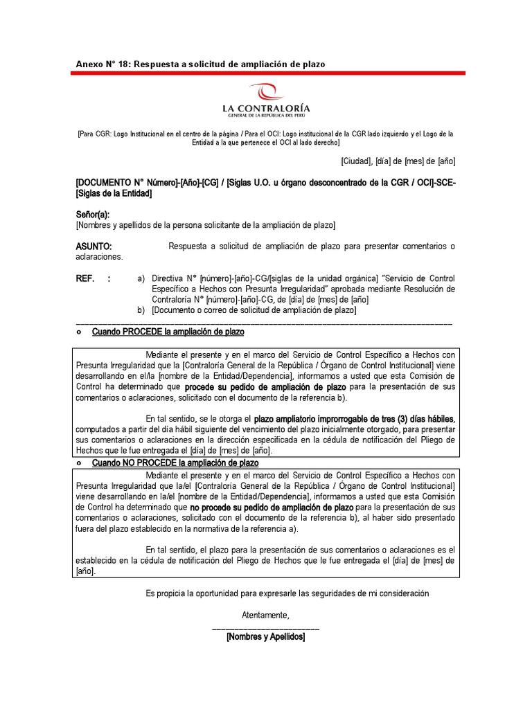 Anexo #18 - Respuesta A Solicitud de Ampliación de Plazo | PDF