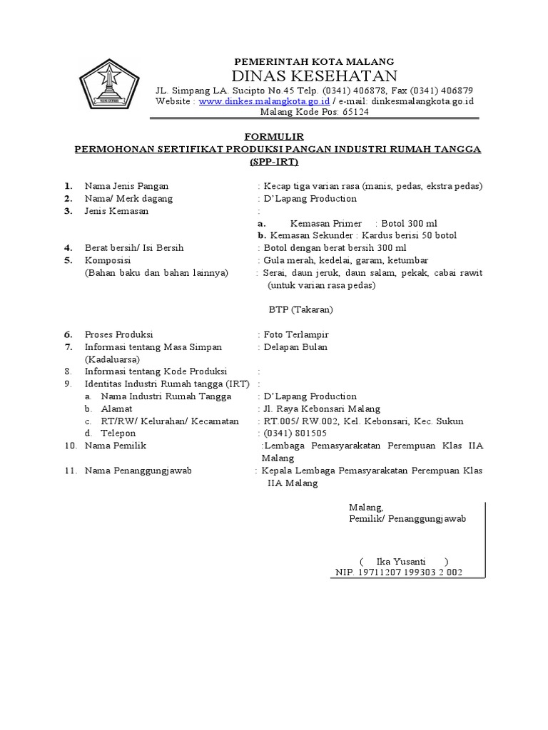 Formulir Spp-Irt New | PDF