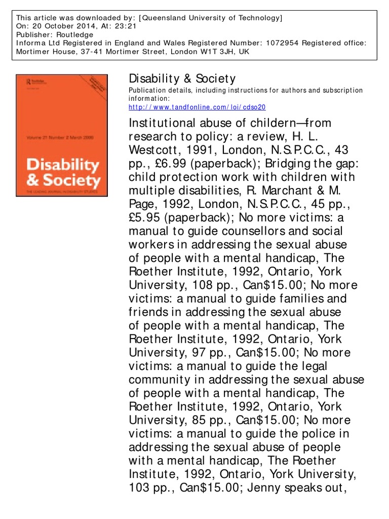 Institutional Abuse of Children | PDF | Disability | Child Protection